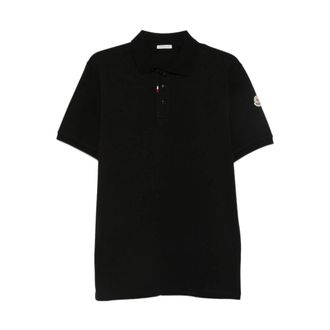 Moncler Polo-Shirt mit Logo-Patch - - Tops - Herren - Schwarzk - S