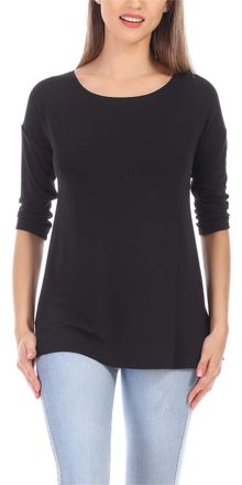 Merry Style Langes Oberteil Shirt mit Spitze MS10-318 (Schwarz, XL)