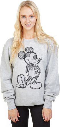 Disney Damen Mickey Mouse Sketch Sweatshirt, Grau, 38 EU