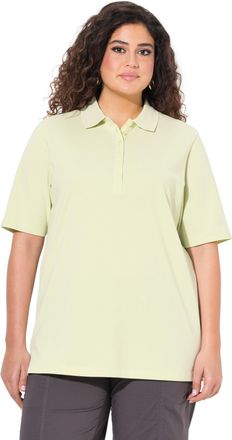 Ulla Popken Damen große Größen Übergrößen Plus Size Poloshirt, Piqué, Polokragen, Samt-Knopfleiste, Halbarm