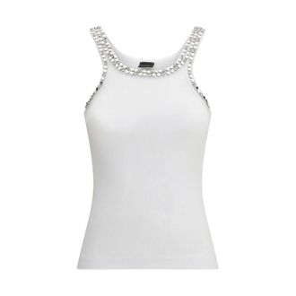 Pinko Pinko, Femme, Tops, Blanc, Taille: 38 FR Top c&ocirc;tel&eacute; &agrave; encolure d&eacute;gag&eacute;e