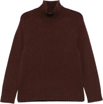 Purotatto pull côtelé à col montant - Marron