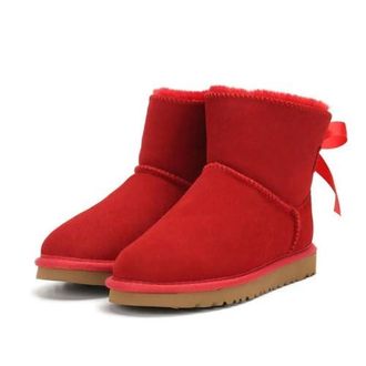 Generic QXDZSW Bottes dhiver chaudes avec noeud pour femme Taille 34-45, rouge past&egrave;que, 38.5 EU