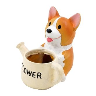 Vosarea Corgi Blumentopf Aus Resin Sukkulenten Pflanztopf Dekorativer Übertopf Für Innen Und Außendekoration Mini-Hund Gießkanne Für Kleine Pflanzen Und Blume