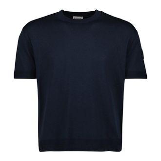 Moncler Seiden- und Baumwoll-Strick-T-Shirt - - Knitwear - Herren - Blau - M