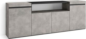 Skraut Home Buffet salon et cuisine, Meuble de Rangement, Commode, 200x75x35cm, 4 Portes, Meuble chaussure, Style moderne, Gris Ciment - Skraut Home