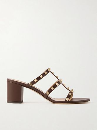 Valentino Garavani Sandales En Cuir Rockstud 60 - Marron