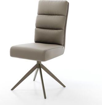 DELIFE Drehstuhl Pela-Flex Echt-Leder Schlamm Kreuzgestell breit Effektfinish Titan 360&deg; drehbar Wippfunktion Taschenfederkern, Esszimmerst&uuml;hle