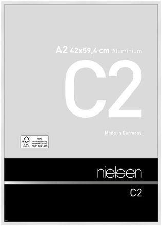 Nielsen Design Bilderrahmen, 42 x 59,4 cm (A2), Aluminium, Weiß glanz, Posterrahmen zum Aufhängen im Hoch- & Querformat, Echtglas, C2