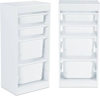 Sweeek Meuble de rangement enfant 4 bacs de rangement. 41.5 x 30 x 89cm (Lot de 2) blanc