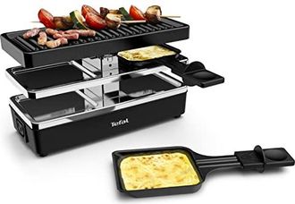 T-fal RE2308 Plug & Share Raclette 400 W 2 poêlons + plaque de cuisson Interrupteur marche/arrêt Revêtement anti-adhésif Extensible sur 5 appareils Câble am