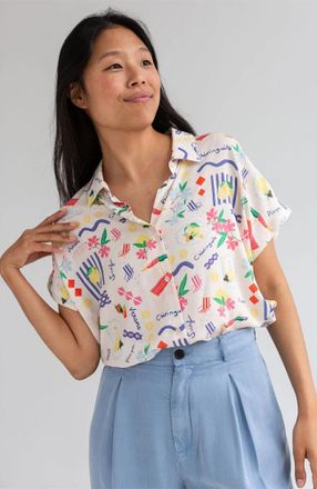 Twothirds Damen vegan Bluse Hurissalo Chiringuito Druck