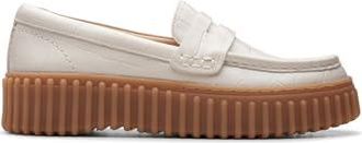 Clarks Pantoufles Torhill Penny pour femme - En cuir lisse - Blanc cr&egrave;me - Motif reptile, Cream Interest, 39 EU