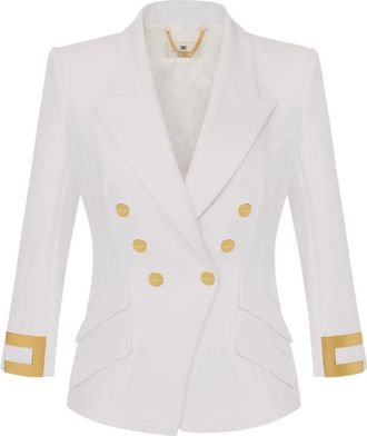 Elisabetta Franchi Blazer Doppiopetto en Cr&ecirc;pe Stretch - Femme - Vestes - Beige - Taille: 40 FR