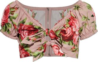 Dolce & Gabbana Top court &agrave; motif floral - Femme - Blouses et Chemises - Multicolore - Taille: 42 FR