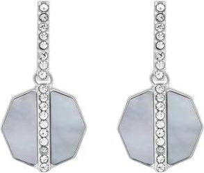 Fossil Boucles doreilles en acier inoxydable de ton argenté avec fermoir à bouton-pression pour femmes