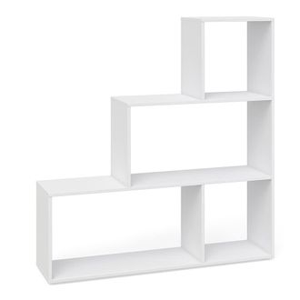 Vicco Treppenregal, stehendes B&uuml;cherregal, Wei&szlig;, 116 x 123 cm