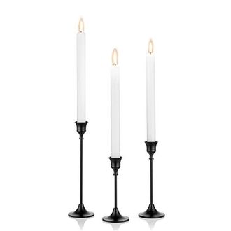 Nuptio 3 Pi&egrave;ces Porte Chandeliers Noirs Porte Bougies Coniques Porte Bougie pour Table &Agrave; Manger, Bougeoirs pour Bougies Coniques, Pi&egrave;ce Ma&icirc;tresse D&eacute;corative 