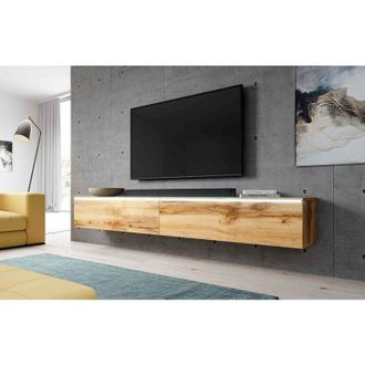 Furnix Furnix - tv Lowboard Tatia Schrank Fernsehschrank 200 cm (2x100cm) mit led Eiche Wotan