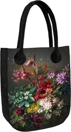 Bertoni Bertoni ARCO Design Sac en feutre pour femme Anthracite avec imprimé « Maura » - Sac à main en feutre avec fermeture éclair Convient pour A4 jusquà 10