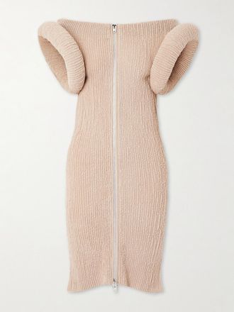 Acne Studios Minikleid Aus Geripptem Boucl&eacute; Mit Fransen - Neutral