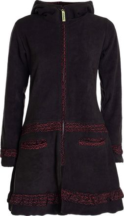 vishes Alternative Bekleidung - Damen lange Fleecejacke Fleecemantel &Uuml;bergangsjacke ECO-Fleece schwarz 34-36