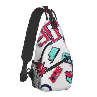 AOOEDM Funky Sling Bag im Stil der 90er Jahre für Damen und Herren, Crossbody-Schultertaschen, lässiger Sling-Rucksack, Brusttasche, Reisen, Wandern, Tagesru