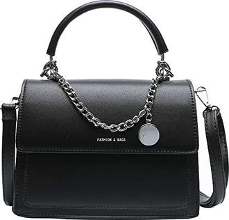 Generic Sac &agrave; bandouli&egrave;re avec poign&eacute;e sup&eacute;rieure pour femme, petit sac &agrave; main en cuir, sac &agrave; bandouli&egrave;re tendance, &agrave; rabat avec poign&eacute;e sur le dessus, Noir, 