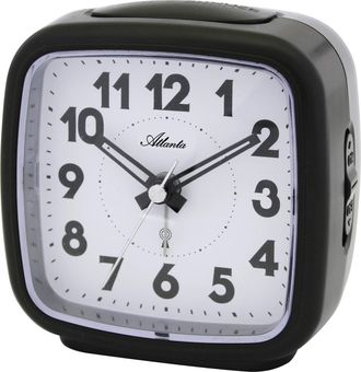 Atlanta Mocassin Funkwecker analog mit Licht Snooze gut ablesbare Zahlen - 1837/7 (Schwarz)