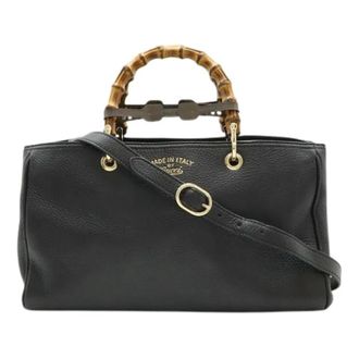 Gucci Pre-owned Bamboo Shopper Medium Leather Tote Bag - - Pre-owned - Damen - Schwarzk - ONE SIZE