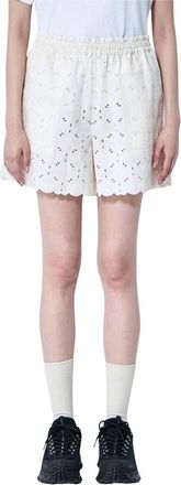 Moncler Femme, Shorts, Beige, Taille: 38 FR Shorts en coton avec logo et cordon