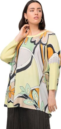 Ulla Popken Damen Oversize-pullover Bedruckt Pullover, Zitronengelb, 46-48 EU