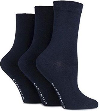 Glenmuir Femme Plaine classique Chaussettes en bambou Paquet de 3 Marine 37-42