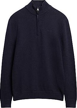 Superdry Essential EMB Knit Henley T-Shirt, Bleu, L Homme