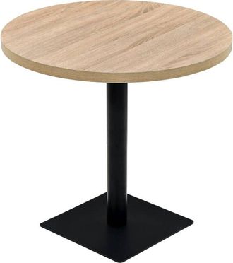 vidaXL Table de bistro MDF et acier Rond 80 x 75 cm Couleur de chêne vidaXL