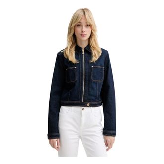 Guess Amelie Cropped Denim Jacket - Femme - Vestes - Bleu - Taille: 36 FR