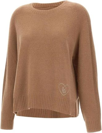 Liu Jo Femme, Pulls, Brun, Taille: 42 FR Pull en maille m&eacute;lang&eacute;e avec incrustation