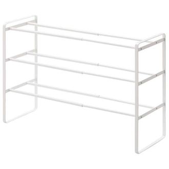Yamazaki Tableware 7555 Frame Extendable 3~Tiered Shoe Rack, White, Steel, 41~70 x 25 x 46 cm