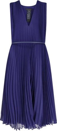 Max Mara Femme, Robes, Bleu, Taille: 36 FR Robe Courte &Eacute;vas&eacute;e Pliss&eacute;e &agrave; Col V