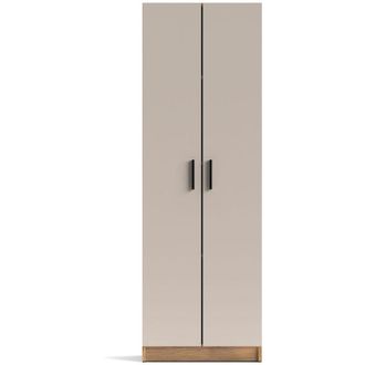 PEGANE Armoire Placard meuble multifonctionnel &agrave; 2 portes et 4 &eacute;tag&egrave;res coloris Beige/ch&ecirc;ne Mauvella - Longueur 60 x Hauteur 180 x Profondeur 34,4 cm