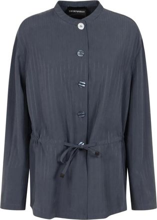 Emporio Armani Femme, Vestes, Bleu, Taille: 40 FR Veste &agrave; rayures et boutons