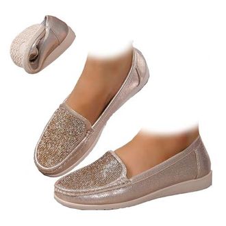 Generic Rhinestone Mocassins orthop&eacute;diques scintillants pour femme, chaussures orthop&eacute;diques scintillantes &agrave; enfiler, soutien de la vo&ucirc;te plantaire, baskets b