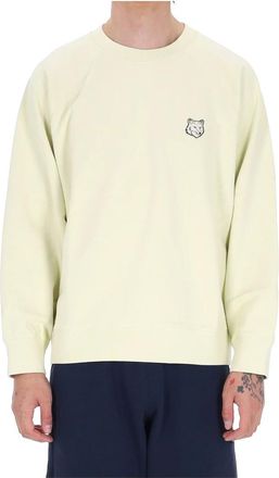 Maison Kitsun&eacute; Homme, Sweatshirts et sweats &agrave; capuche, Jaune, Taille: L Fox Head Oversize SweaT-shirt