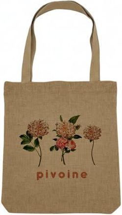 Fabulous Sac Shopping Tote Bag Aspect Lin - Pivoine Fleurs Minimaliste Aquarelle Chic Jardin Amour - Sac de Courses Toile Epaisse 360g Beige Naturel Cabas Port