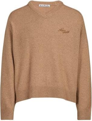 Acne Studios Pull ample col V en cuir