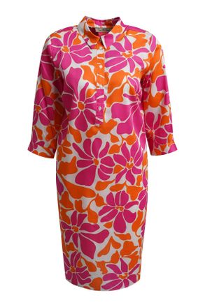 Smith & Soul Hemdblusenkleid SMITH & SOUL, Damen, Gr. XXL, N-Gr, hot orange print, Web, Obermaterial: 100% Baumwolle, gemustert, regular fit knieumspielend, 1-Knop