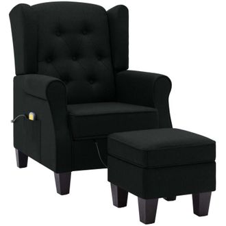 vidaXL Massagesessel mit Hocker Schwarz Stoff - Vidaxl