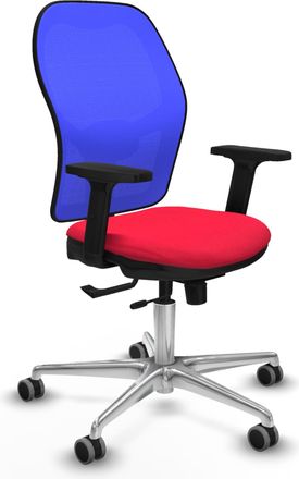 Piqueras y Crespo Sessel f&uuml;r die Arbeit zu Hause mit 2D-Armen, h&ouml;henverstellbare Lendenwirbelst&uuml;tze, ausgestattet mit Syncro/Traslack und injiziertem Schaum, Blau/Rot