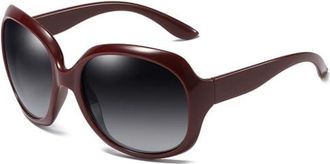 Generic Lunettes de soleil polarisées surdimensionnées pour femme - Grandes lunettes de soleil rondes vintage pour lextérieur - Nuances anti-reflets, Gris/rou