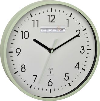 TFA Dostmann Analoge Funk-Wanduhr, 60.3550, höchste Genauigkeit, modern, analog, Glasabdeckung, für Büro, zu Hause, Geschenk, 245 x 245 x 42 mm (Mint mit Batterie)